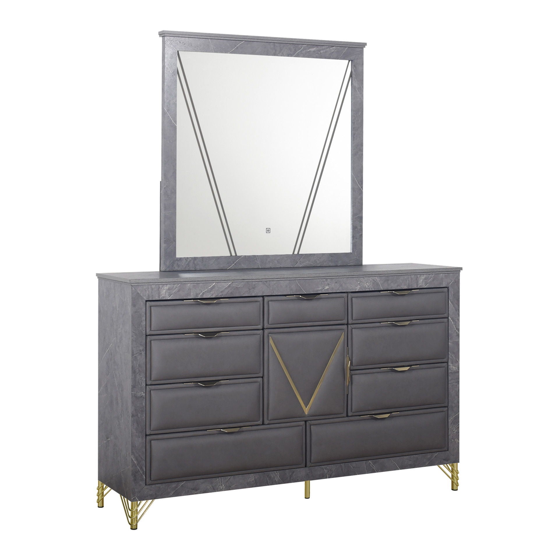 Symmetry - Lighted Mirror - Charcoal – Unger Furniture
